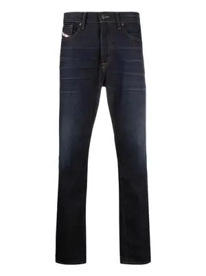 DIESEL® Slim Straight Jeans With Logo Detail - Black