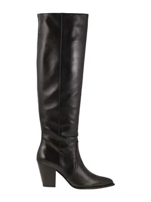 STUART WEITZMAN Round Toe Zip Up Block Heel Boots - Black