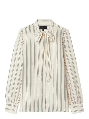 NILI LOTAN Nili Lotan Striped Tie Neck Shirt