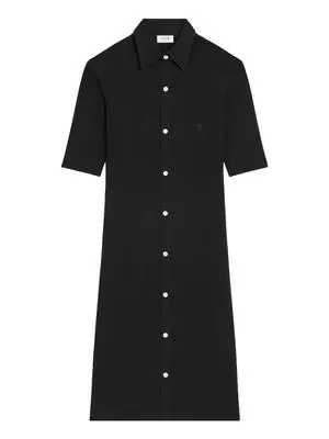 Celine Viscose Jersey Shirt Dress - Black