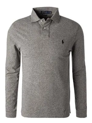 Polo Ralph Lauren Logo Embroidered Long-sleeve Polo Shirt - Gray