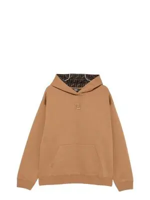 Fendi Embroidered Long Sleeve Hoodie - Brown