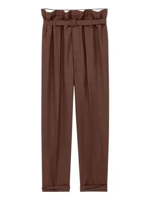 Saint Laurent Mohair And Wool Paperbag Trousers - Red