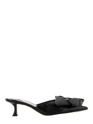 JIMMY CHOO Staz 50 Mules With Bow Detailing - Black