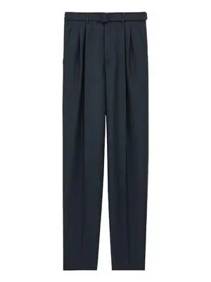 Saint Laurent High-waisted Wool And Mohair Trousers - Dark Green
