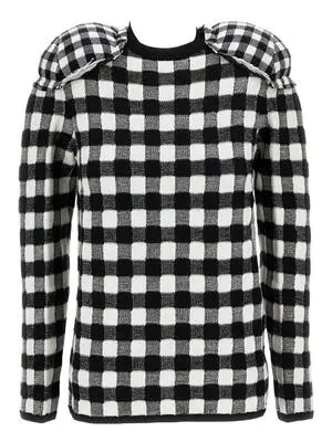 COMME DES GARÇONS Comme Des Garcons Loose Knit Sweater With Padded Shoulders And Check Pattern
