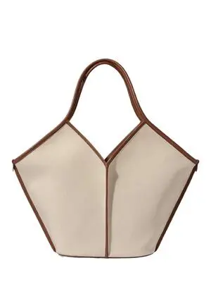 Hereu Calella Open Top Tote Bag - Beige/chestnut