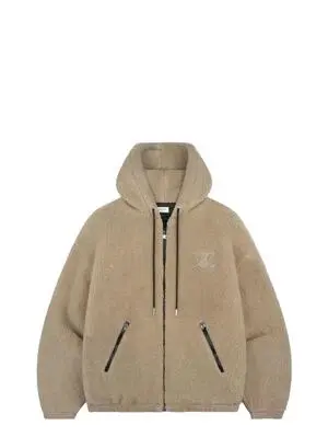 Celine Celine Hooded Fleece Jacket With Triomphe Tassel Beige/black