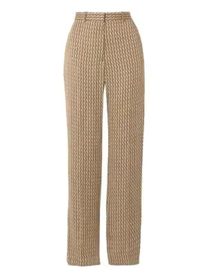 Victoria Beckham Printed Straight-leg Casual Pants - Camel