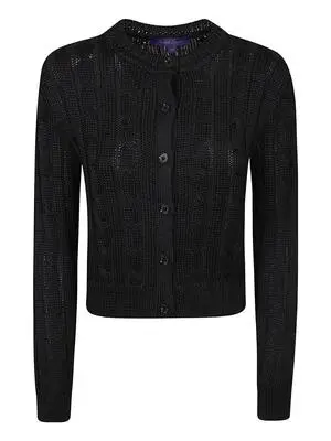 Ralph Lauren Cable Knit Cropped Cardigan - Black