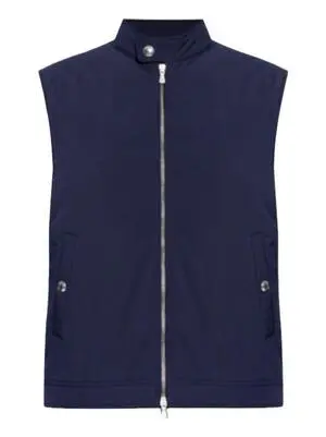 Eleventy Stand Collar Quilted Vest - Blue