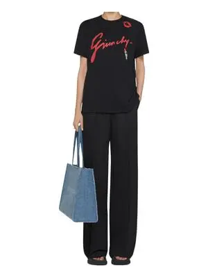 Givenchy Short Sleeve T-shirt With Lipstick Motif - Black
