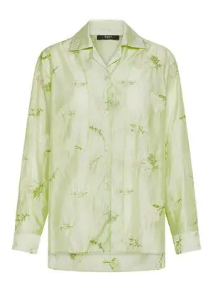 Seventy Floral Embroidered Long Sleeve Shirt - Green