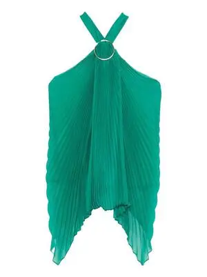 Max Mara Halter Neck Pleated Top - Green
