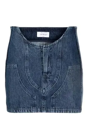 Off-White Cut-out Denim Mini Skirt - Blue