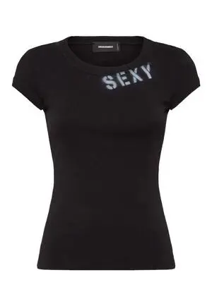 Dsquared2 Slim Fit Crewneck T-shirt With 'sexy' Print - Black