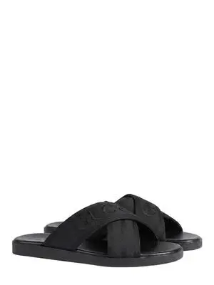 Gucci Jacquard Logo Slide Sandals - Black