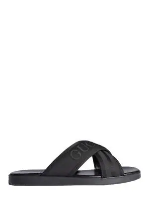 Gucci Jacquard Logo Slide Sandals - Black