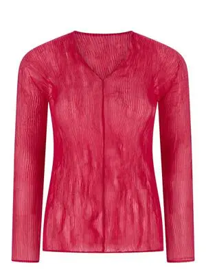 Issey Miyake Chiffon Twist 1 Long Sleeve Top - Fuchsia