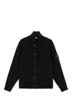 Stone Island High-neck Buttoned Cardigan - Black