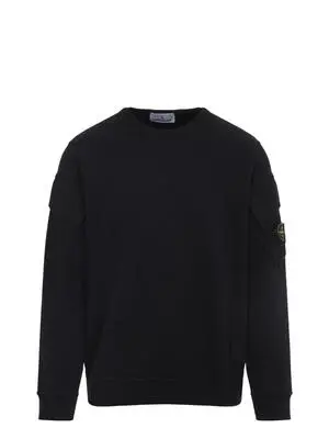 Stone Island Logo Patch Crewneck Sweatshirt - Black