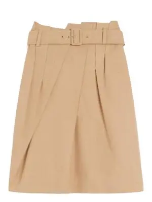 MAX MARA Max Mara Cotton Twill Skirt With Asymmetrical Pleats