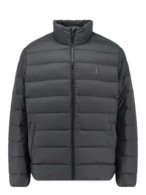 Polo Ralph Lauren Logo Embroidered Zip-up Puffer Jacket - Black