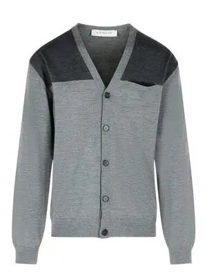 LANVIN V-neck Cardigan With Chest Pocket - Gray