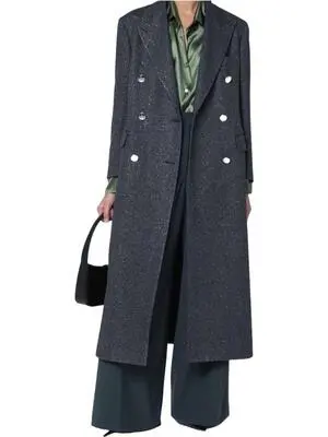Tagliatore Double-breasted Herringbone Coat - Black