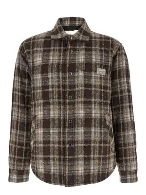 DUNST Logo Patch Flannel Shirt - Black