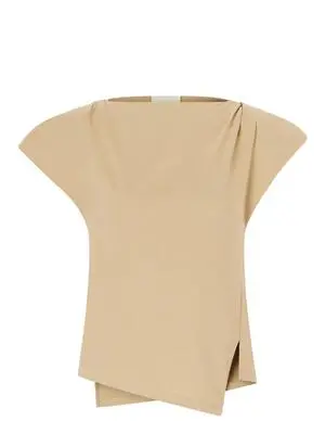 ISABEL MARANT ÉTOILE Isabel Marant Cap-Sleeve Cotton Knit Asymmetric T-Shirt