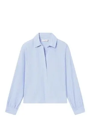 FRAME V-neck Striped Blouse - Blue