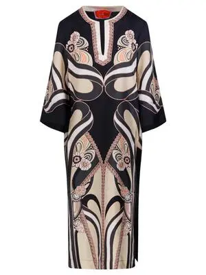 La DoubleJ Printed Kaftan Dress - Black