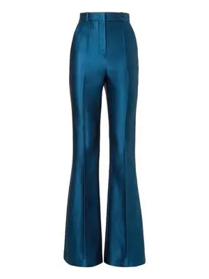 Fendi High-waisted Flared Satin Trousers - Blue