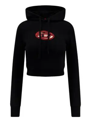 DIESEL® Cropped Long Sleeve Hoodie - Black