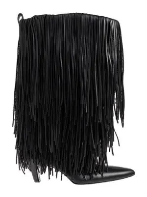 Balenciaga Fringed Pointed-toe Stiletto Boots - Black