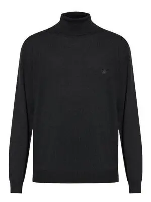 Etro Logo Embroidered Turtleneck Knitted Jumper - Black