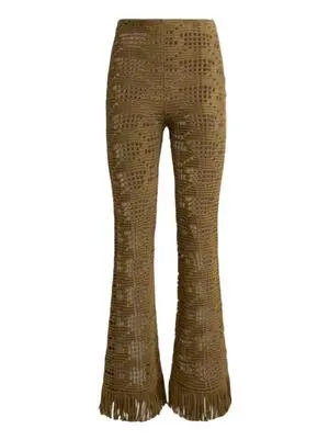 Etro Knitted Trousers With Tassels - Camel