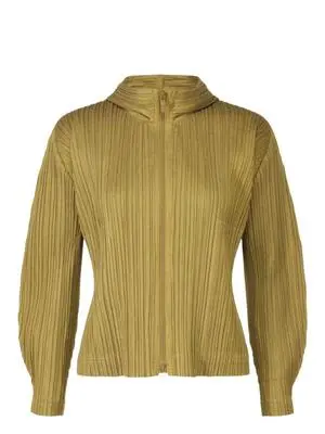 PLEATS PLEASE BY ISSEY MIYAKE Pleats Please By Issey Miyake Pleated Zip-Up Jacket With Hood