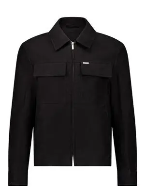 FERRAGAMO Zip-up Jacket With Logo Plaque - Black
