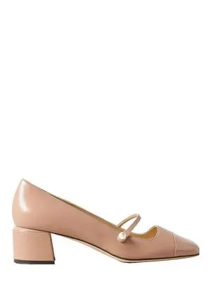 JIMMY CHOO Elisa 45 Square-toe Pumps With Pearl Embellishment - Nude