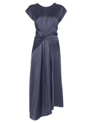 Victoria Beckham Crewneck Knotted Asymmetrical Hem Dress - Eclipse