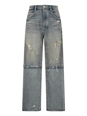 PURPLE BRAND Distressed Wide Leg Jeans - Gray