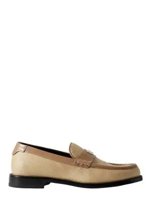 Victoria Beckham Round-toe Loafers With Gold Logo Detail - Beige