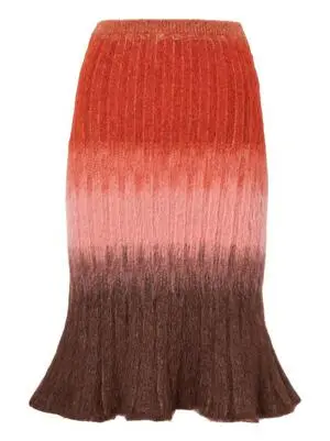 Fendi Gradient Fla Knit Midi Skirt - Red