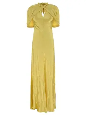 Alberta Ferretti Cape Detail Maxi Dress - Yellow