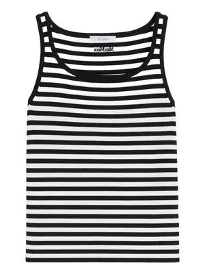 Max Mara Striped Ribbed-knit Sleeveless Tank Top - Black