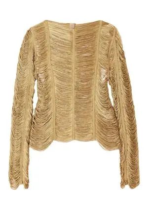 TOM FORD Fringed Open-knit Top - Golden