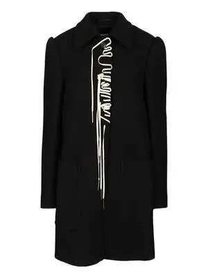 Dries Van Noten Embellished Straight Hem Coat - Black