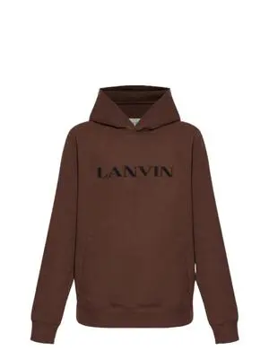 LANVIN Logo Embroidered Hoodie - Brown